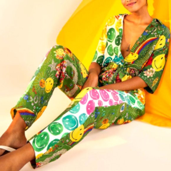 FARM Rio | Pants & Jumpsuits | Farm Rio X Smiley Borogodo Smiley Pants ...